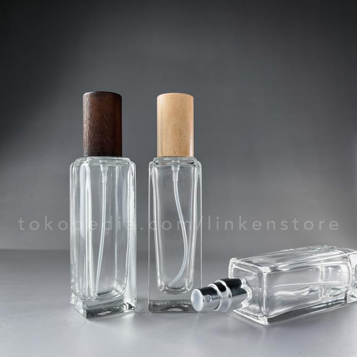 Jual Botol Parfum Spray - Tutup KAYU - Kaca Kotak Tebal - Sample ...