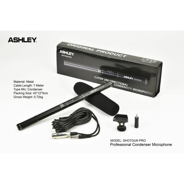 Jual mic kabel condenser original ashley shotgun pro microphone ...