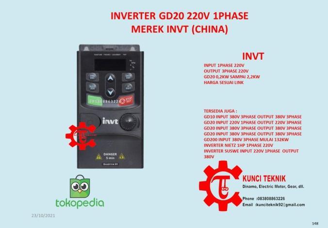 Jual Inverter INVT GD20 0.4Kw 400WATT China In 220v 1phase Out 220v ...