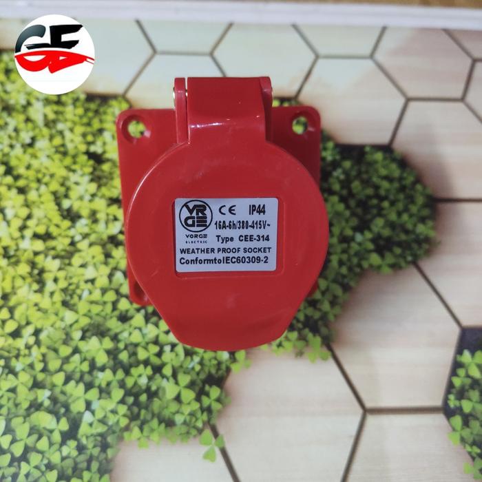 Jual CEE 314 4Pole 16A Industrial Panel Mounting Socket Genset 4Pin ...