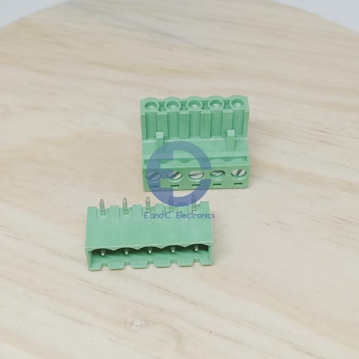 Jual Terminal Block Pluggable Hijau 5 Pin Male + Female uk. 5.08mm ...