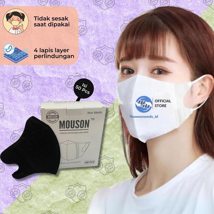 Promo MASKER DUCKBILL MOUSON PUTIH PREMIUM 4PLY ISI 50 PCS DISPOSABLE ...