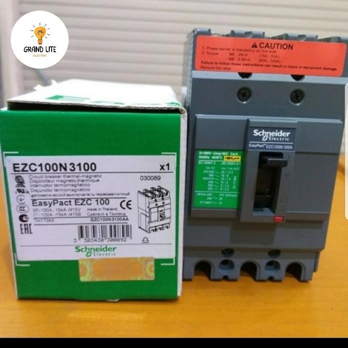 Jual mccb schneirder breaker ezc100n 100a ezc100n3100 3phase 3p 100a ...