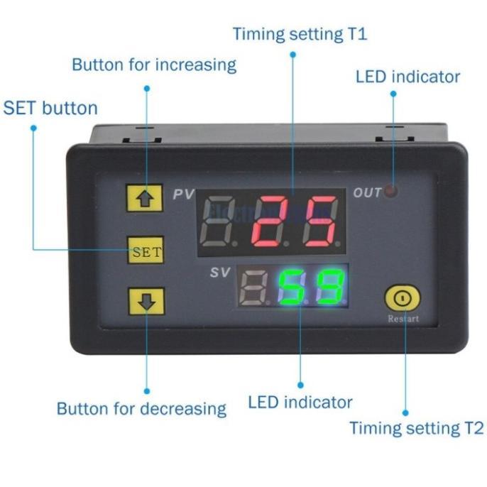 Jual Tm1 24v Dc Digital Cycle Timer Delay Relay Module Led Dual ...