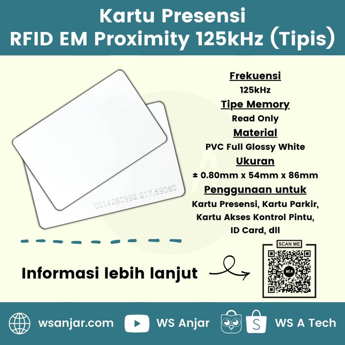 Jual Kartu RFID EM Proximity 125kHz untuk Presensi, Akses Kontrol Pintu ...