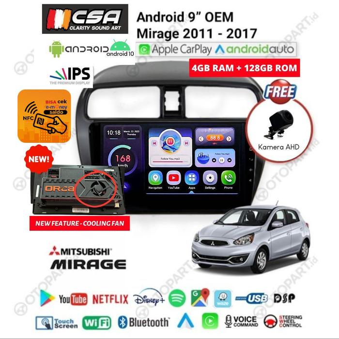 Jual Head Unit Android 9 Inchi Untuk Mitsubishi Mirage Free Kamera ...