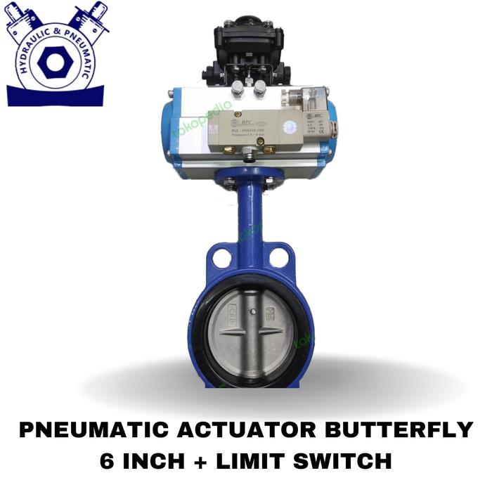 Jual Pneumatic Actuator Butterfly 6 Inch Solenoid Dan Limit Switch Box ...