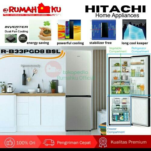 Promo KULKAS HITACHI R - B33PGD8 (BSL) STYLISH BOTTOM FREEZER Cicil 0% 3x - Jakarta Barat ...