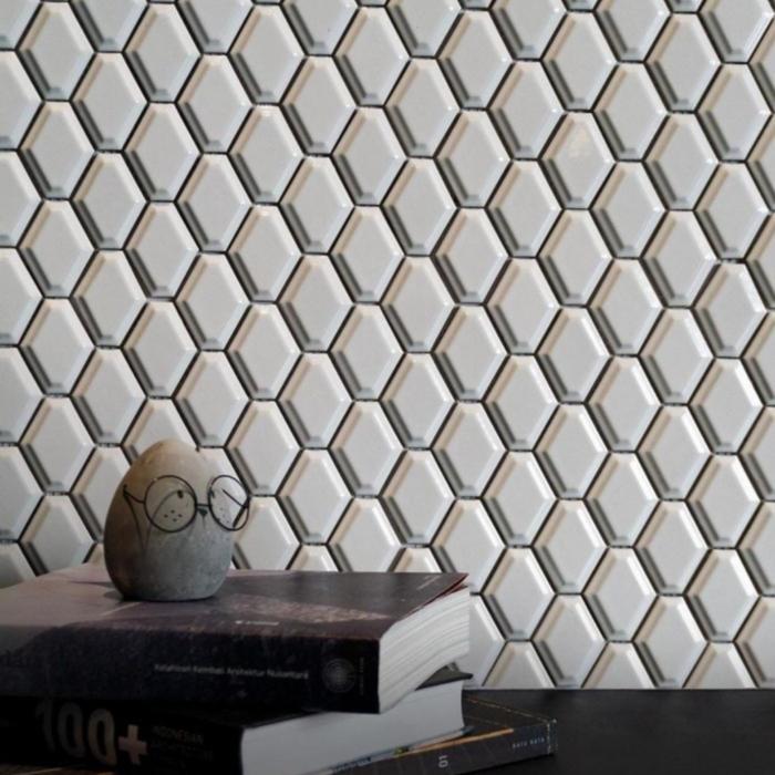 Jual Mosaic Backsplash Tile Type Venus Pottery Mini Diamond White ...