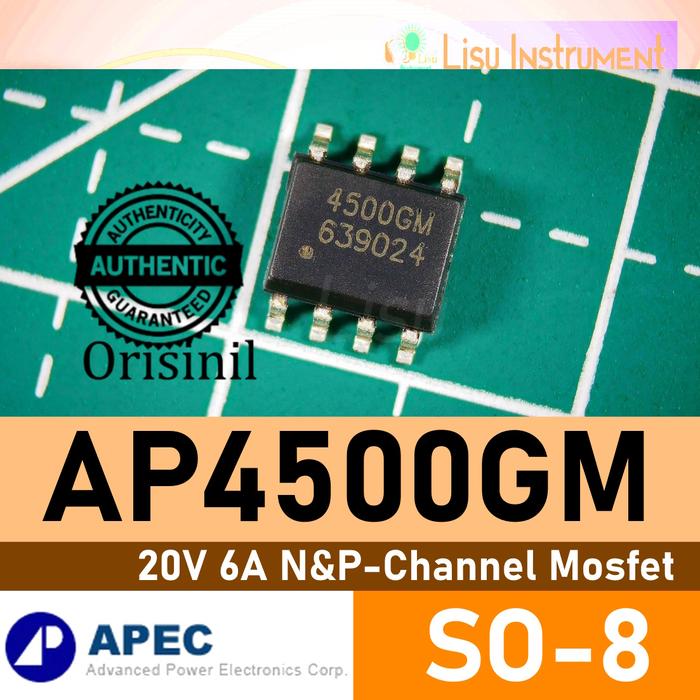 Jual AP4500GM 20V 6A DUAL N-Channel & P-Channel Mosfet 4500GM SO-8 Original - Kota Depok - Lisu ...