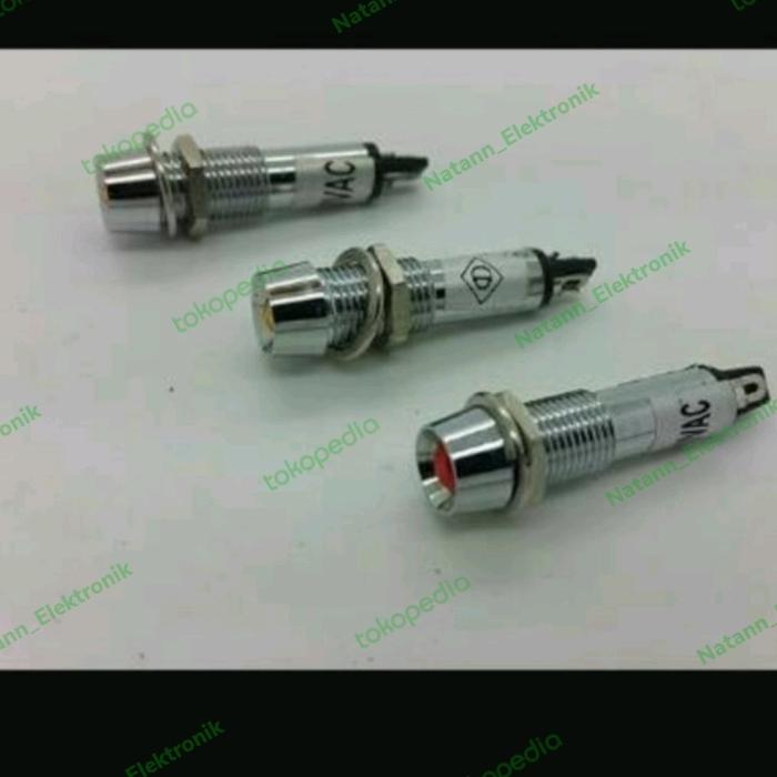Jual pilot lamp besi nickel nikel 10mm 10 mm 220v ac 220volt kuning ...