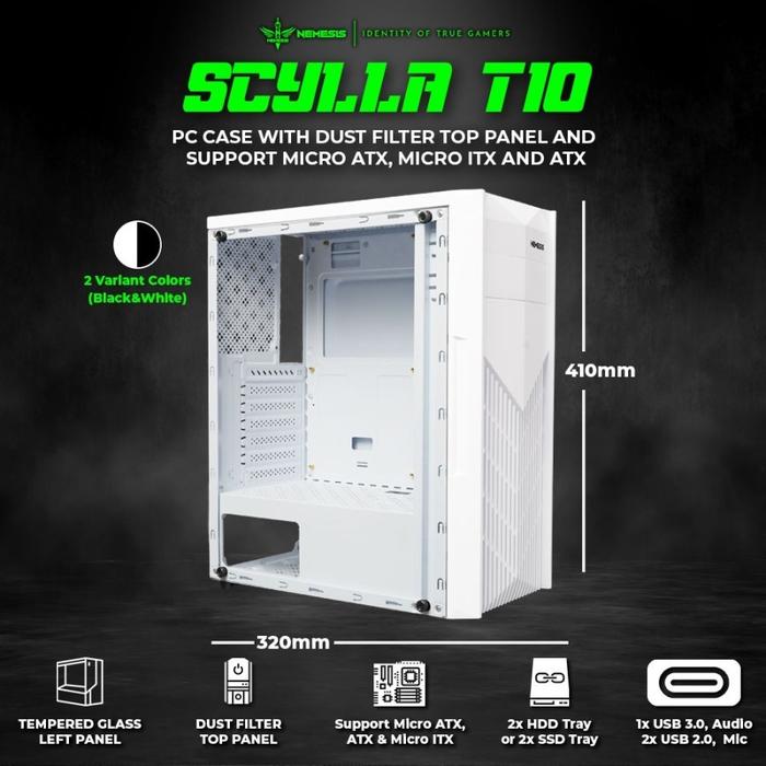 Jual Nyk Nemesis Casing Case Pc Komputer Gaming T10 Scylla Free 1 Fan ...