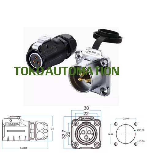 Jual LP20 Outdoor Waterproof Connector 3 Pin 3Pin Plug Socket Konektor ...