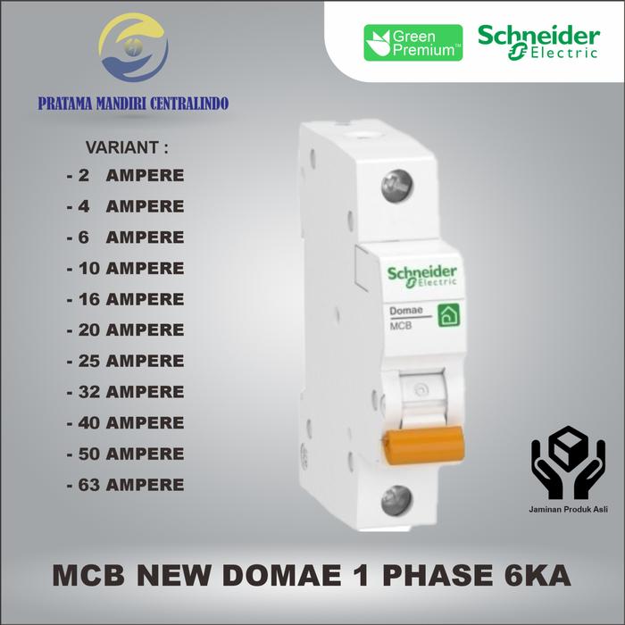 Jual MCB 1 PHASE NEW DOMAE 6kA SCHNEIDER 1 POLE 1P - 2 AMPERE s.d 63 AMPERE - 16A - Jakarta ...