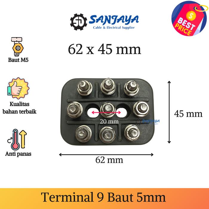 Jual Terminal Koneksi Dinamo 9 Baut 5MM M5 ELEKTRO MOTOR 62x45mm ...