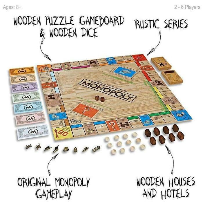 Jual Hasbro Gaming Monopoly Rustic Wood Series Wooden Board Game Di ...