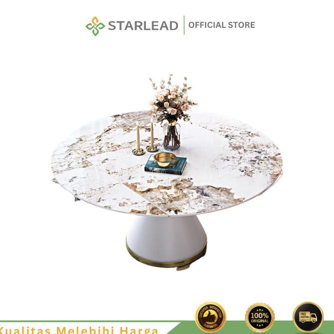 Jual STARLEAD Meja Makan Bulat Sintered Stone - Pandora Gold - Kota ...