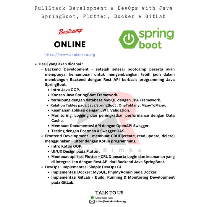 Jual Fullstack Development And Devops With Java Springboot Flutter 0217
