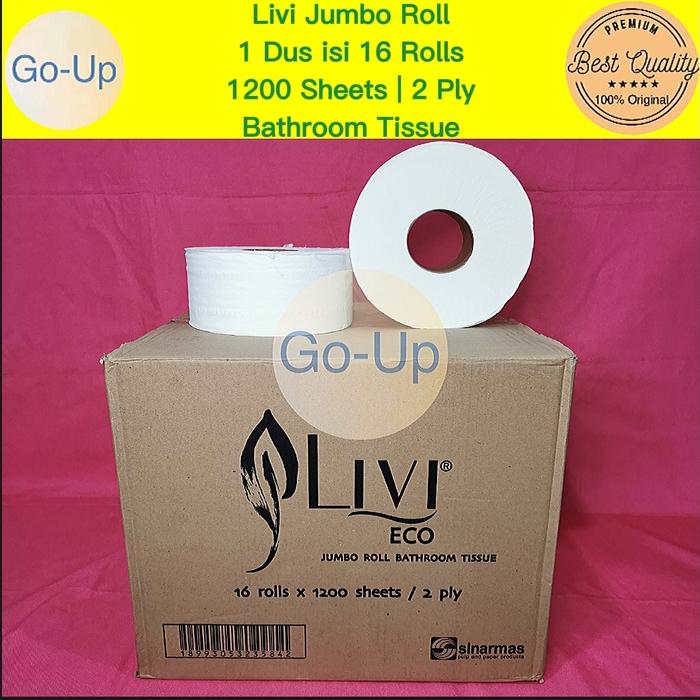 Jual [1 Dus isi 16 Rolls] Livi Jumbo Roll Toilet Tissue 1200 Sheets 2 ...