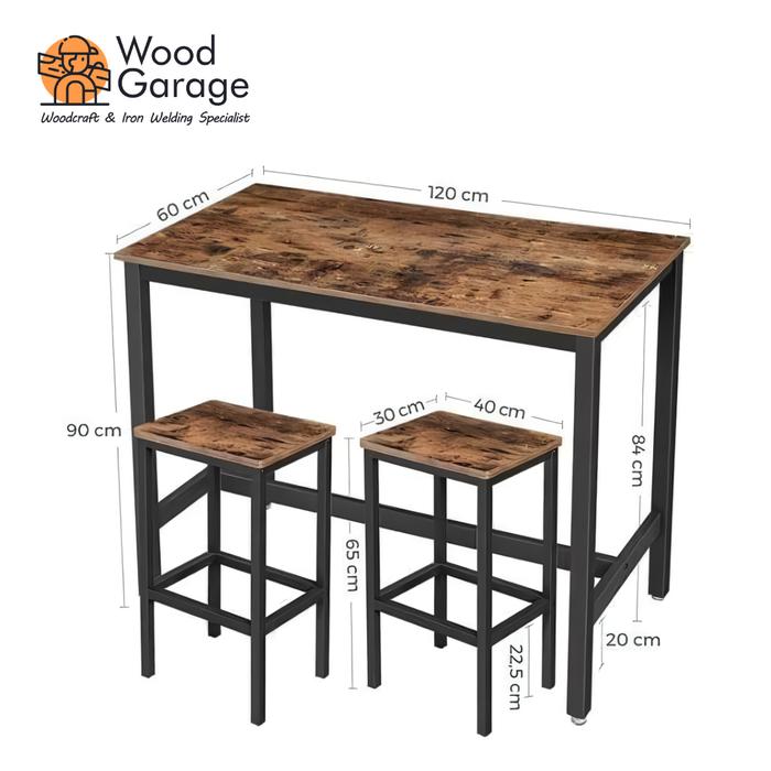 Jual Meja resto / meja makan satu set rangka besi hollo dan top table ...