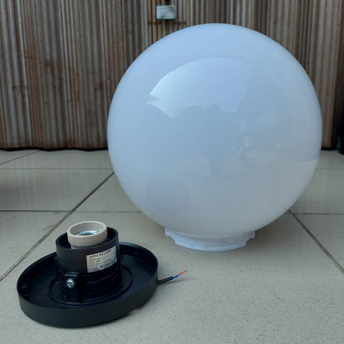 Jual Kap Lampu Taman Bulat 12 Inch E27 Outdoor Putih Lampu Taman 30 CM ...