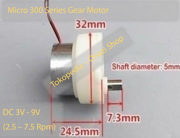 Jual DC Motor Dinamo 300 Gearbox Low RPM 2.5 - 7.5 RPM DC 5V 3V-9V ...