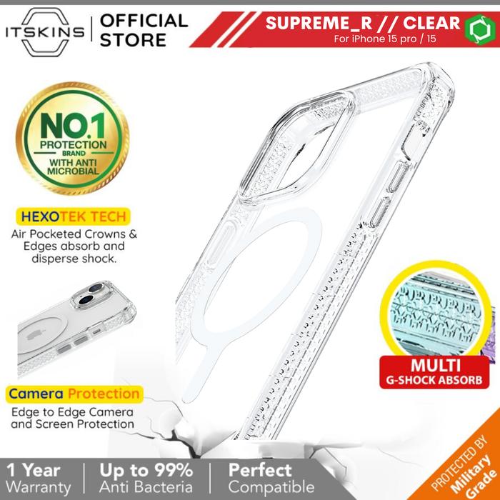 Promo Case iPhone 15 Pro / 15 - ITSKINS Supreme R CLEAR Casing Magsafe ...