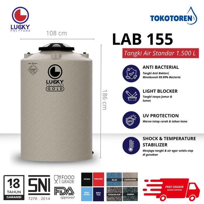 Jual Tangki Air Lucky Polytank LAB 155 / 1550 Liter Garansi Resmi 18 ...