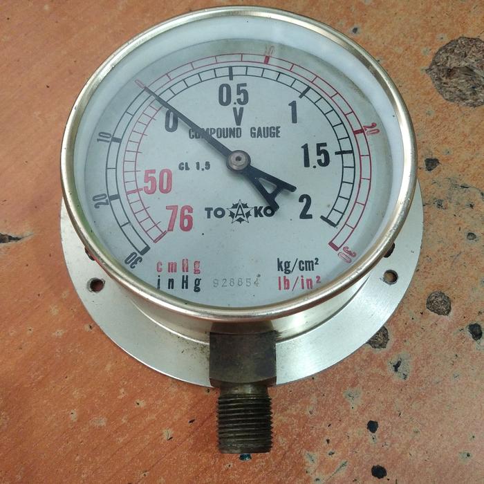 Jual pressure Compound gauge 4" flange 76 cm hg sd 2 kg/cm2 drat 3/8 ...