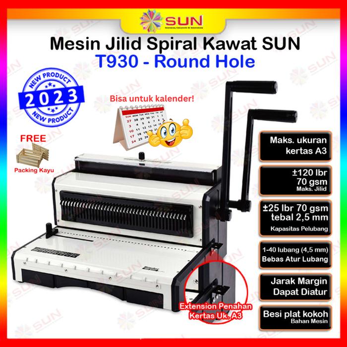 Promo Mesin Jilid Spiral Kawat A3 Heavy Duty T930 Lubang Bulat / Kotak ...