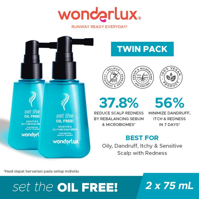 Promo [Twin Pack] Wonderlux Sensitive Scalp Care Serum Hair Serum ...