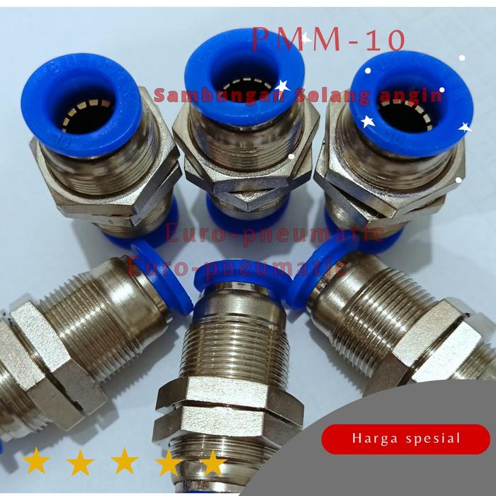 Jual FITTING PNEUMATIC BULKHEAD UNION 10MM ATAU FITTING PMM 10MM ...