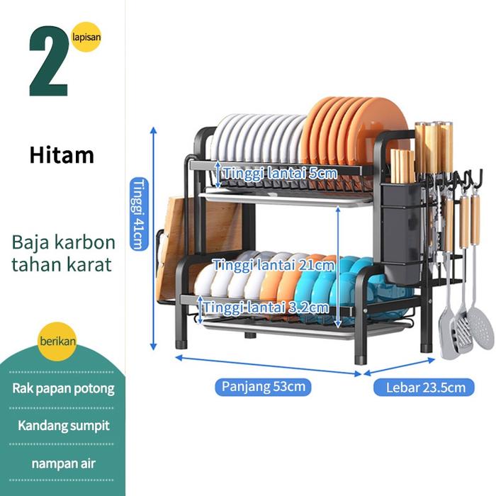 Jual Piring Stainless Anti Karat Rak Dapur Meja Dish DrainerRak ...