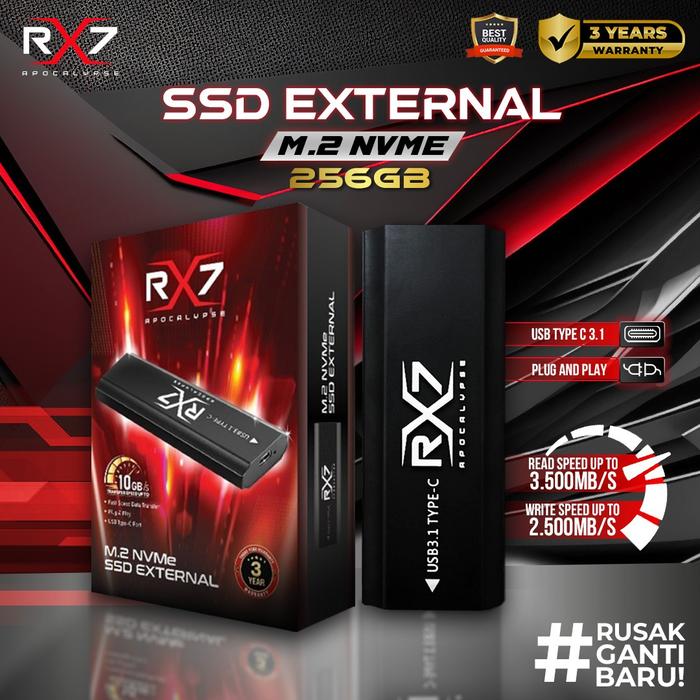 Jual SSD M2 NVME EXTERNAL 256GB RX7 / ENCLOSURE M2 NVME + M2 NVME 256GB ...