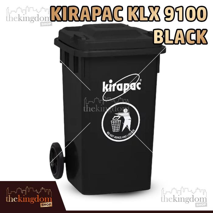 Jual Kirapac KLX 9100 Dustbin 100 Liter Black 100L Wheel KLX9100 Tong ...