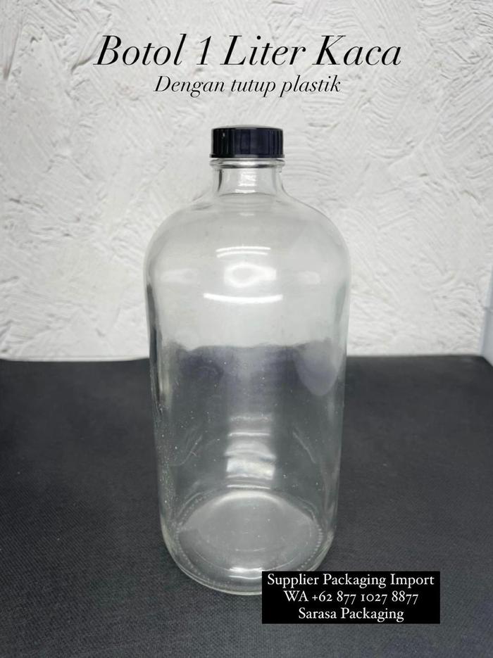 Jual GROSIR Botol Kaca 1l 1 liter 1000 ml Packaging Kemasan Glass Wadah ...