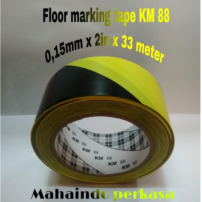 Jual Isolasi lantai KM 88 lakban lantai kuning hitam 2" x 33 meter ...