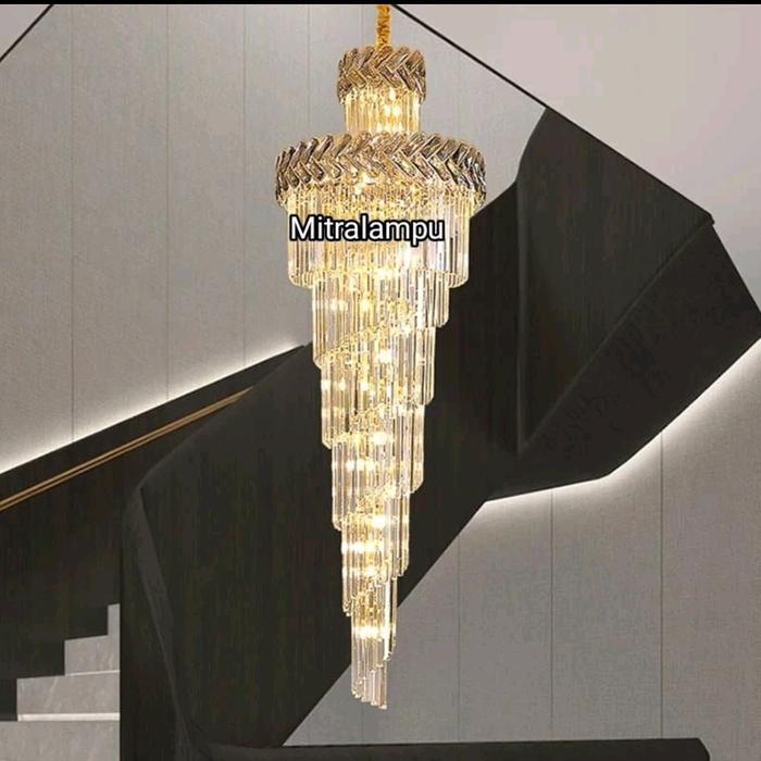 Jual lampu gantung void tangga kristal minimalis modern 190013 - Jakarta Pusat - Mitralampu ...