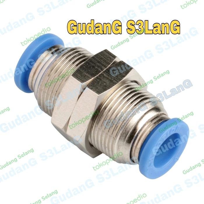 Jual Sambungan Lurus Besi Selang Angin PU 6mm Pneumatic Bulkhead Nylon ...