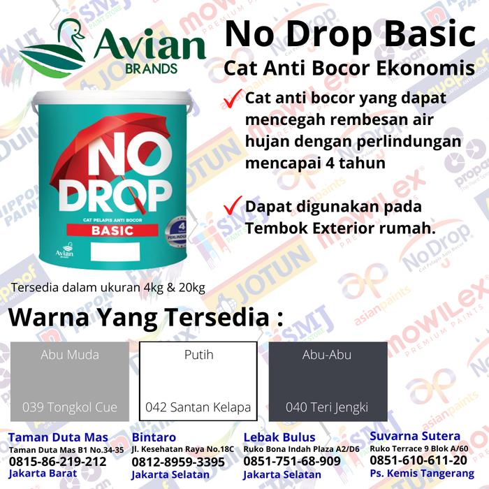 Jual Cat Anti Bocor NO DROP BASIC Warna Putih 042 Santan Kelapa 4kg ...