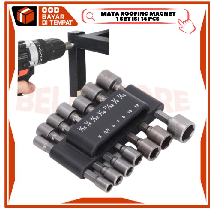 Jual Mata Roofing Set 14 pcs Baut Sekrup Baja Ringan Hex Adapter Mata ...
