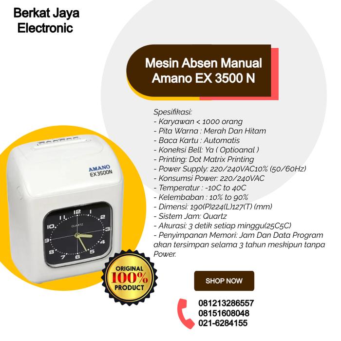 Jual Mesin Absen Manual Amano EX 3500 N - Jakarta Barat - Berkat Jaya ...
