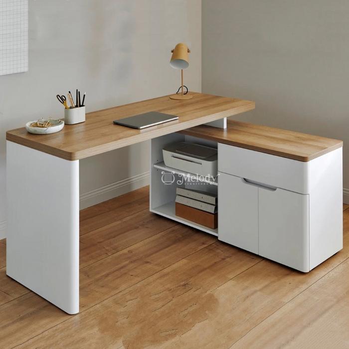 Jual Meja Kerja Aesthetic / Meja Belajar Type L Minimalis Bahan ...