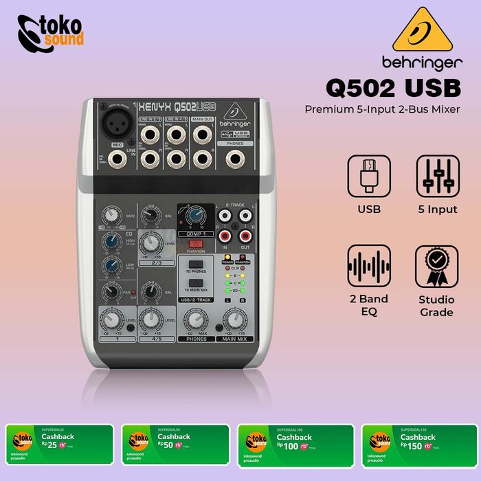 Jual Behringer Xenyx Q502USB Q 502 USB - 5 Channel Analog Mixer ...
