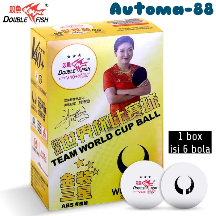 Jual Bola Pingpong Double Fish V40+ ittf bintang 3 star isi 6pcs putih 40+ - Kab. Bekasi ...