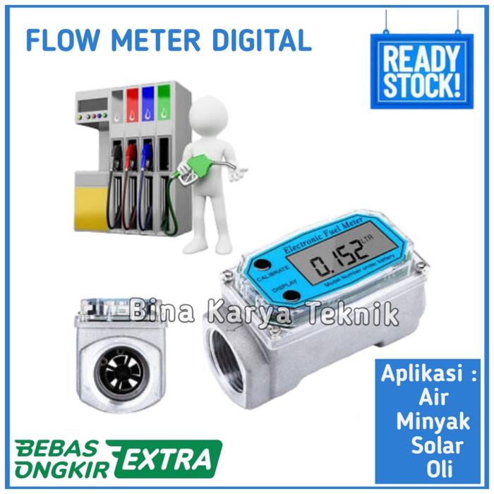 Jual Flow Meter Digital Turbine 1,5 inch Flowmeter Solar/Air Digital 1 ...
