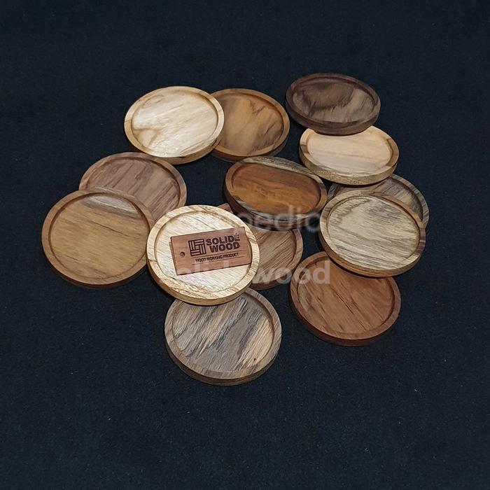 Jual RUSTIC TEAK Round coaster Ø 8,5cm Tatakan gelas bulat kayu JATI ...
