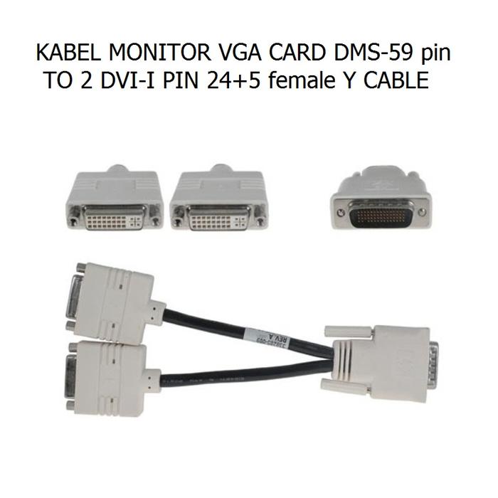 Jual KABEL MONITOR VGA CARD DMS-59 pin TO 2 DVI-I PIN 24+5 female Y ...