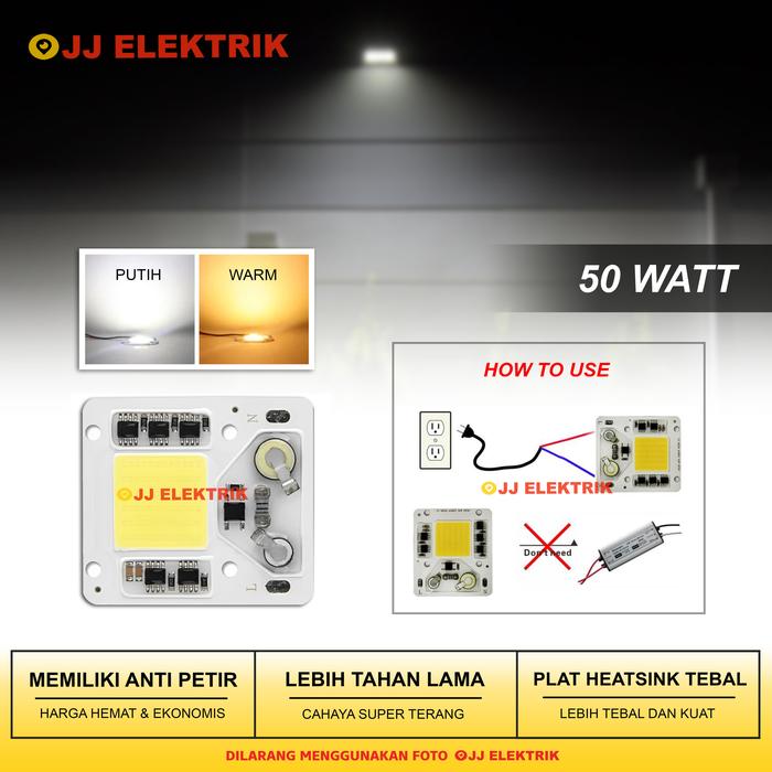 Jual Modul HPL High Power LED Chip Lampu Sorot COB 50W 220V AC Top ...