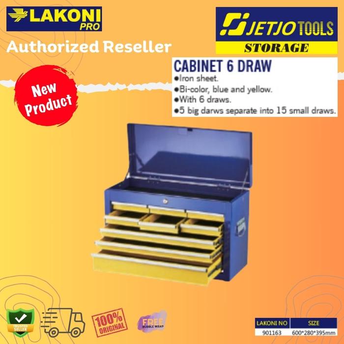 Jual JETJO TOOL Lakoni Pro Tool Box Toolbox 6 Drawer 600x280x395 901163 ...